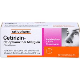 CETIRIZIN-ratiopharm bei Allergien 10 mg Filmtabl. 20 St