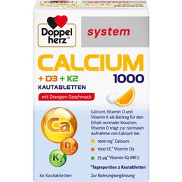 Queisser Doppelherz Calcium 1000+D3+K2 system Kautabletten 60 St