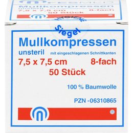 Mullkompressen Es 7,5x7,5 cm unsteril 8fach 50 St