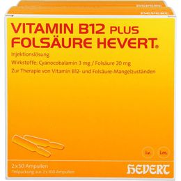Vitamin B12 Plus Fols&auml;ure Hevert a 2 ml Ampullen 2X100X2 ml