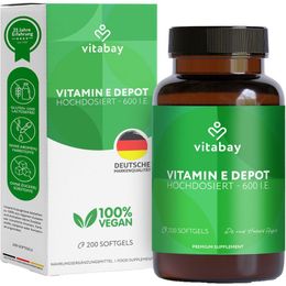 Vitamin E 600 I.E. Depot vegan hochdosiert Weichk. 200 St