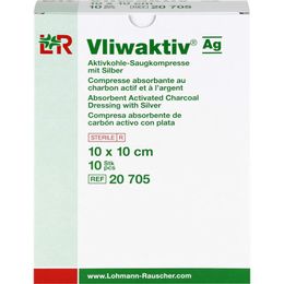 B2B Medical Vliwaktiv Ag Aktivkohle Saugkomp.m.Silber 10x10 cm 10 St