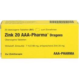 Zink 20 AAA-Pharma Dragees 20 St