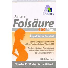 Avitale Fols&auml;ure 400 Plus B12+Jod Tabletten 120 St