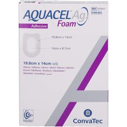 Aquacel Ag Foam adh&auml;siv Ferse 14x19,8 cm Verband 5 St
