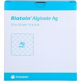 Coloplast Biatain Alginate Ag Kompressen 10x10 cm mit Silber 10 St