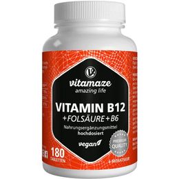 Vitamaze GmbH Vitamin B12 1000 μg hochdos.+B9+B6 vegan Tabletten 180 St