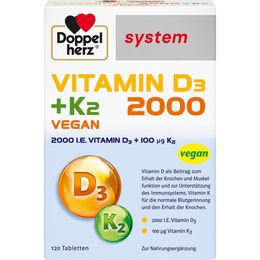 Queisser Doppelherz Vitamin D3 2000+K2 system Tabletten 120 St