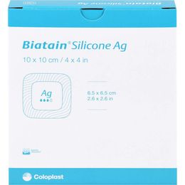 ACA M&uuml;ller Biatain Silicone Ag Schaumverband 10x10 cm 5 St
