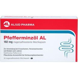 ALIUD Pfefferminz&ouml;l AL 182 mg Weichkapseln bei Bauchkr&auml;mpfen, Bauchschmerzen, Bl&auml;hungen, insbesondere bei Reizdarmsyndrom 30 St