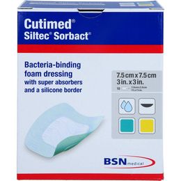 Avitamed Cutimed Siltec Sorbact PU-Verb.7,5x7,5 cm 10 St