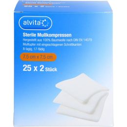 Alvita Mullkompressen steril 7,5x7,5 cm 25X2 St