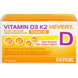 Vitamin D3 K2 Hevert+Calcium u.Magnes.1000 Ie Kps. 120 St