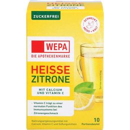 WEPA hei&szlig;e Zitrone+Vit.C+Calcium zuckerfrei Pulver 10X10 g