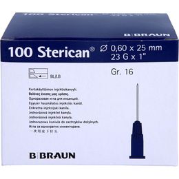 1001 Artikel Medical Sterican Kan&uuml;len Luer-Lok 0,60x25 mm Gr.16 blau 100 St