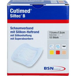 ACA M&uuml;ller Cutimed Siltec B Schaumverb.7,5x7,5 cm m.Haftr 12 St