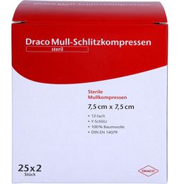 Schlitzkompressen Mull 7,5x7,5 cm steril 12fach 25X2 St