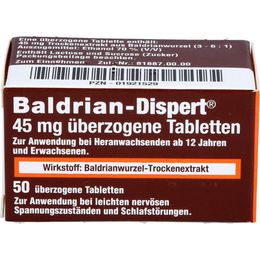 Baldrian Dispert 45 mg &uuml;berzogene Tabletten 50 St