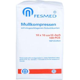 Mullkompressen 10x10 cm unsteril 12fach Papier 100 St