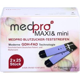 Medpro Maxi & mini Blutzucker-Teststreifen 2X25 St