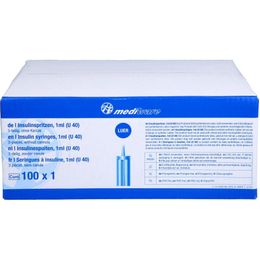 Insulinspritze 1 ml U40 o.Kanüle 3t.Luer mediware 100 St