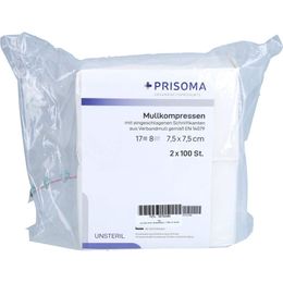 Mullkompressen Prisoma 7,5x7,5 cm unsteril 8fach 2X100 St