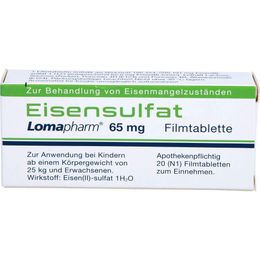 Eisensulfat Lomapharm 65 mg &uuml;berzogene Tab. 20 St