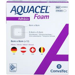 EMRA-MED Arzneimittel GmbH Aquacel Foam adh&auml;siv 8x8 cm Verband 10 St