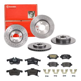 Brembo Bremsensatz-Vorn und hinten Bremsensatz, Scheibenbremse vorne rechts links Gelocht 264mm f&uuml;r KIA AC GENERAL MOTORS SATURN VAUXHALL OPEL 9552665