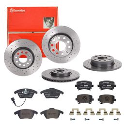 Brembo Bremsensatz-Vorn und hinten SG00000ECP Bremsensatz, Scheibenbremse vorne rechts links Gelocht 256mm f&uuml;r SKODA VW (SVW) SEAT (FAW) AUDI 1K069845