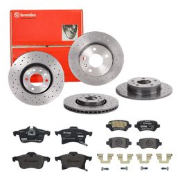 Brembo Bremsensatz-Vorn und hinten Bremsensatz, Scheibenbremse vorne rechts links Gelocht 308mm f&uuml;r AC KIA GENERAL MOTORS SATURN VAUXHALL SAAB OPEL 95