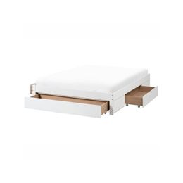 Beliani Doppelbett GIAT in Wei&szlig;/Braun - (W) 165 x (H) 36 x (L) 206 cm | Gr.: onesize