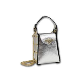 Leder Umhängetasche Toscanto Tasche silber metallic ca. 13cm | Gr.: onesize
