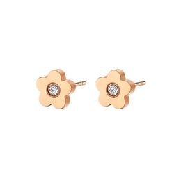 Hey Happiness Vergold. Ohrstecker Blume mit Zirkonia Edelstahl in Rosegold - (L) 0,56 cm | Gr.: onesize