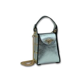 Leder Umhängetasche Toscanto Tasche silbergrau metallic ca. 13cm | Gr.: onesize