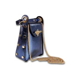 Leder Umhängetasche Toscanto Tasche blau metallic ca. 13cm | Gr.: onesize