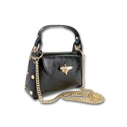 Leder Umhängetasche Toscanto Tasche schwarz metallic ca. 18cm | Gr.: onesize
