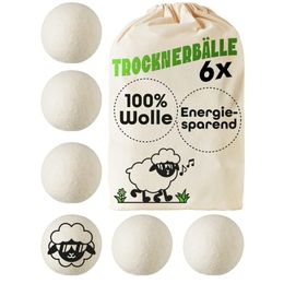 Praknu Trocknerb&auml;lle Wolle f&uuml;r W&auml;schetrockner 6er Set - Flauschige W&auml;sche | Gr.: onesize