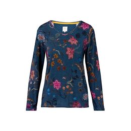 PIP Studio Trice Long Sleeve Top Flower in Dunkelblau | Gr.: M