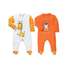 Erwin Müller Erwin Müller Interlock-Jersey Baby-Schlafanzug 2er-Pack in mandarine/weiß/gelb | Gr.: 50/56