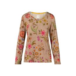 PIP Studio Trice Long Sleeve Top Flower in Beige | Gr.: XXL