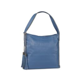 Toscanto Schultertasche Leder jeansblau ca. 40cm | Gr.: onesize