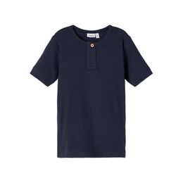 name it Jungen kurzarm T-Shirt mit Knopf Dark Sapphire-92 | Gr.: 110