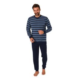 Normann langarm Schlafanzug B&uuml;ndchen Pyjama Streifen - 88052 in marine1 | Gr.: 54