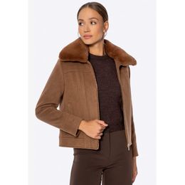 Wittchen Kurze Jacke mit abnehmbarem Kunstfell in Brown | Gr.: XXL