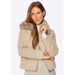 Wittchen Kurze Jacke mit abnehmbarem Kunstfell in Beige | Gr.: L