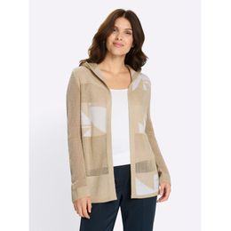 Sieh an! Ajour-Strickjacke in sand-ecru-gemustert | Gr.: 52