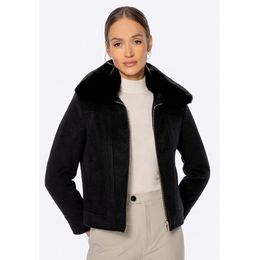 Wittchen Kurze Jacke mit abnehmbarem Kunstfell in Black | Gr.: XL