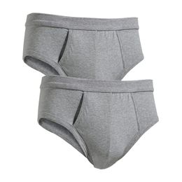 Erwin M&uuml;ller Erwin M&uuml;ller Single-Jersey Slip 2er-Pack in grau meliert | Gr.: 5