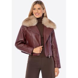Wittchen Isolierte Bikerjacke f&uuml;r Damen mit Pelzkragen in Dark red | Gr.: M
